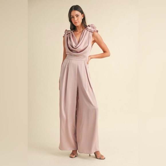 Mable | Pants & Jumpsuits | Mable 3d Floral Applique Deep Cowl Neck ...